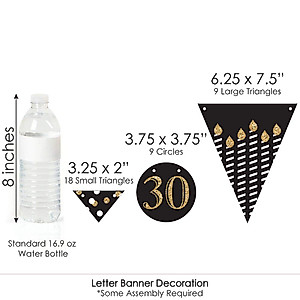 Big Dot of Happiness Adult 30th Birthday - Gold - Birthday Party Letter Banner Decoration - 36 Banner Cutouts - No-Mess Real Gold Glitter Happy Birthday Banner Letters