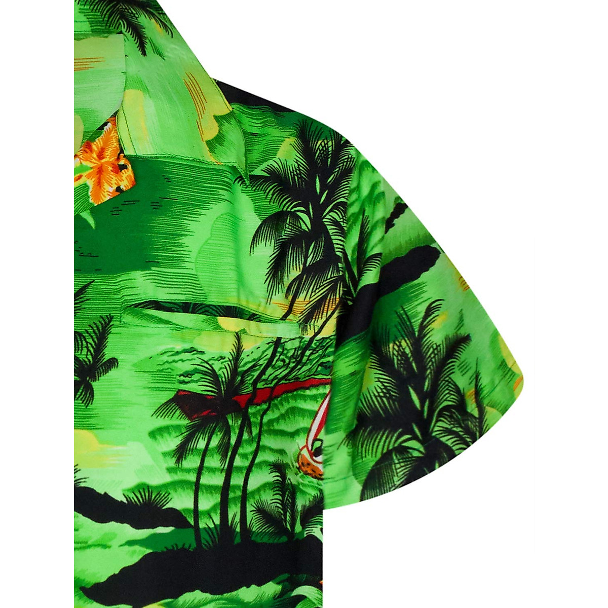 KING KAMEHA Funky Hawaiian Shirt Kids Boys, Shortsleeve, Print Surf, Green, 6