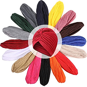 SATINIOR 16 Pieces Stretch Turbans Polyester Turbantes para La Cabeza De Mujer Head Turbans Head Turbans Turbines for Women, 16 Colors(Chic Color)