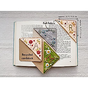 MOTEERLLU Personalized Hand Embroidered Corner Bookmark,26 Letters Cute Felt Triangle Bookmark for Women, Embroidery Corner Bookmarks Accessories for Book Lovers (Summer,L)