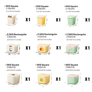 LivLab Rice Dispenser 5 Lbs Storage Container Bin with Measuring Cup Food Cereal Container Bins Household for Kitchen Pantry Organization (Pink-Green)