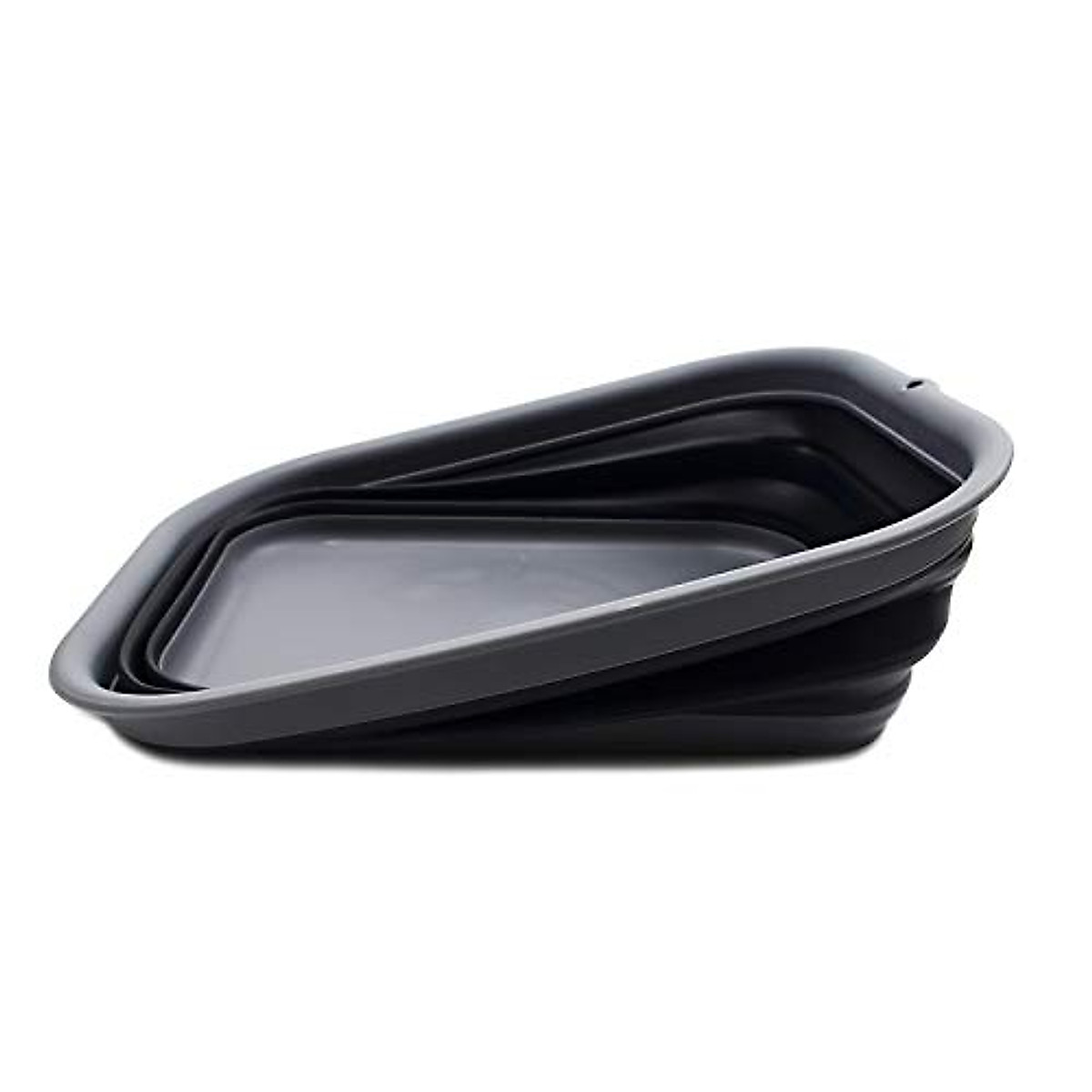 SAMMART 12L (3.17 Gallon) Collapsible Tub - Foldable Dish Tub - Portable Washing Basin - Space Saving Plastic Washtub (2, Grey/Black)
