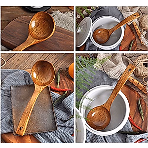 Wooden Ladle. Long Handle Ladle Utensils for Soup.Handmade for Kitchen Cookware (Ladle)