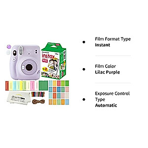 FUJIFILM INSTAX Mini 11 Instant Film Camera Plus Instax Film and Accessories Stickers, Hanging Frames and Microfiber Cloth (Lilac Purple)…