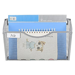 EasyPAG Mesh Wall File Holder 3 Pockets Hanging File Folder Organizer for Home and Office with Nametag Label, Silver