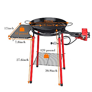 GRILL FORCE Paella Pan Set,Paella Burner and Stand Set,Paella Pan and Burner Set,Paellera,20Inch Enameled Steel Paella Pan Paella Kit with Carry Bag,Built-In Ignitor Regulator Hose,14 Servings
