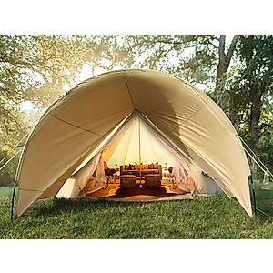 UNISTRENGH Bell Tent Awning Canopy Outdoor Tent Sunshade Tarp for Camping Hiking Beach Travel Party Beige 3M/4M/5M/6M Tent Accessory (Round Awning for 4M/5M/6M)