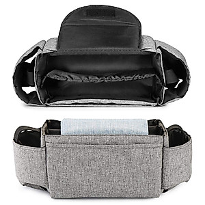 Universal Baby Stroller Organizer with 2 Insulated Cup Holders, Multi-functional Adjustable Baby Stroller Storage Bag with 2 Cup Holders, Baby Stroller Hanging Bag, Hanging Storage Pack Portable Bottle Bags, Fits for Universal Branding Strollers