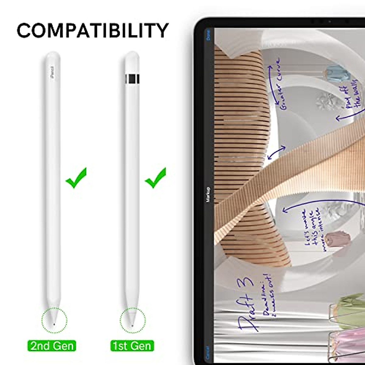 Apple Pencil 2nd Generation Case + 3 Pack Apple Pencil Tips