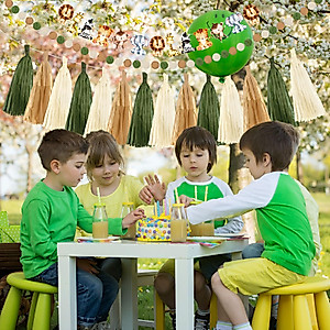 Hahafelt 3 Pcs Jungle Safari Animal Banners Wild Animal Birthday Party Decorations Woodland Animal Theme Banner Felt Ball Tassel Garland for Zoo Safari Animal Birthday Decor Baby Shower Supplies