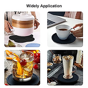 Coasters for Drinks-Anti-Slip Durable Reusable Drink Coasters Set,Non Slip Cup Coasters Silicone Coasters Fit Coffee Table Desk Beverage Bar Protect Desk from Heat and Scratch Damage(4 Pack,Black)