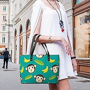 Womens Handbag Monkey Banana Leaf Leather Tote Bag Top Handle Satchel Bags For Lady
