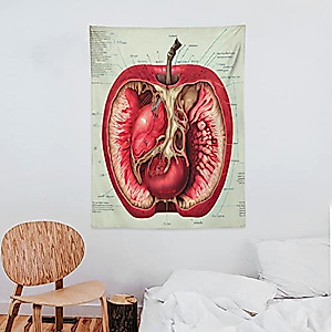 Joint Gou Color Anatomy Tapestry Human Internal Organs Tapestry Red Toxic Apple Tapestry Wall Hanging for Bedroom Living Room Dorm 30"x40"