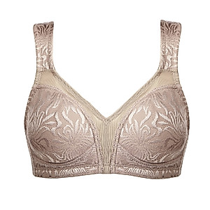 ZeroBound Women's Minimizer Bras Comfort Cushion Strap Wirefree Full Coverage Large Bust Non-Padded Bra(Toffee,42DDD)