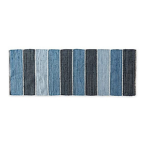 DII Chindi Rug Collection, Reversible, Recycled Yarn, Hand-Dyed, 2 Ft 3in x 6 Ft, Denim