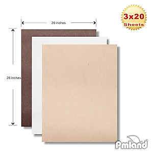 PMLAND Gift Wrapping Tissue Paper - Brown/Light Brown/White Assorted - 20 Inches x 26 Inches 60 Sheets