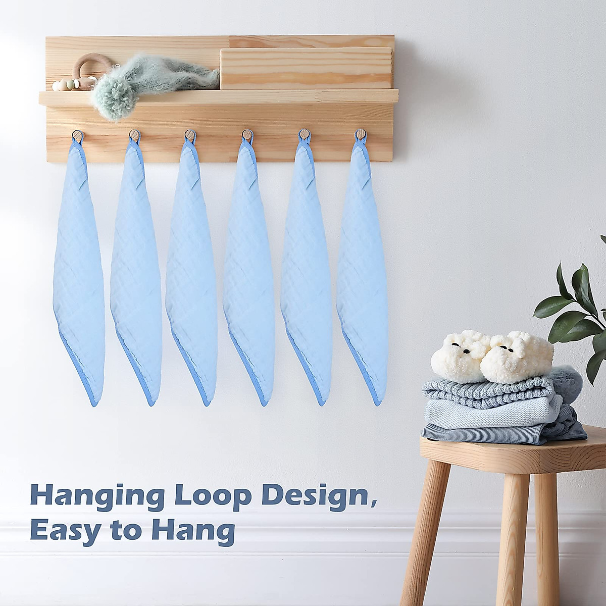 Maliton Baby Boy Muslin Burp Cloths 6 Pack Large 20''x10'' 100% Cotton Burp Rags Absorbent and Soft 6 Layers Baby Spit Up Rags Newborn Boy Essentials(Blue, Pack of 6)