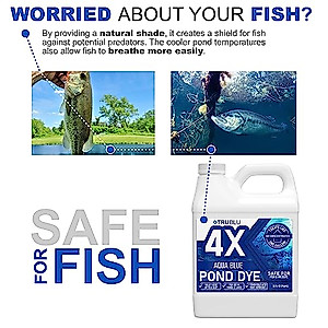 TruBlu Concentrated Pond Dye, Aqua Blue (1qt) - Concentrated Colorant Shades Water for Temperature Control - Safe for Swimming and Wildlife - Professional Strength…