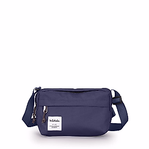 Hellolulu HOLLIS Zippered Compact Crossbody Bag, Water Resistant Lightweight For Daily Use Travel Men Women, Roomy for Wallet Purse Phone, Dark Blue