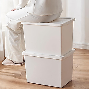 Yishyfier White Storage Bins with lids,Stackable Plastic Boxes Set of 4,Storage Box with handle for Organizing Snacks, Crafts,Crafts, Tools,books(white, 4XL)