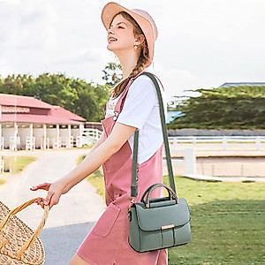 PORRASSO Fashion Shoulder Bag Women Handbag Top-Handle Bag Crossbody Bag PU Leather Messenger Bag Lovely Bag for Dating Shopping Daily Use Green
