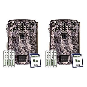 Moultrie MCG-14002 Camera A900i Game Trail Camera Bundle | AAA Batteries | 16 MB SD Cards Pine Bark Camera - (2 Pack)