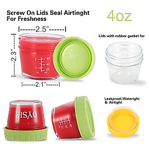 OYSIR Glass Baby Food Storage Containers,12 Pcs,4 oz Baby Jars with Lids, Reusable Small Glass Baby Food Containers for Infant & Baby, Freezer, Microwave/Dishwasher Safe