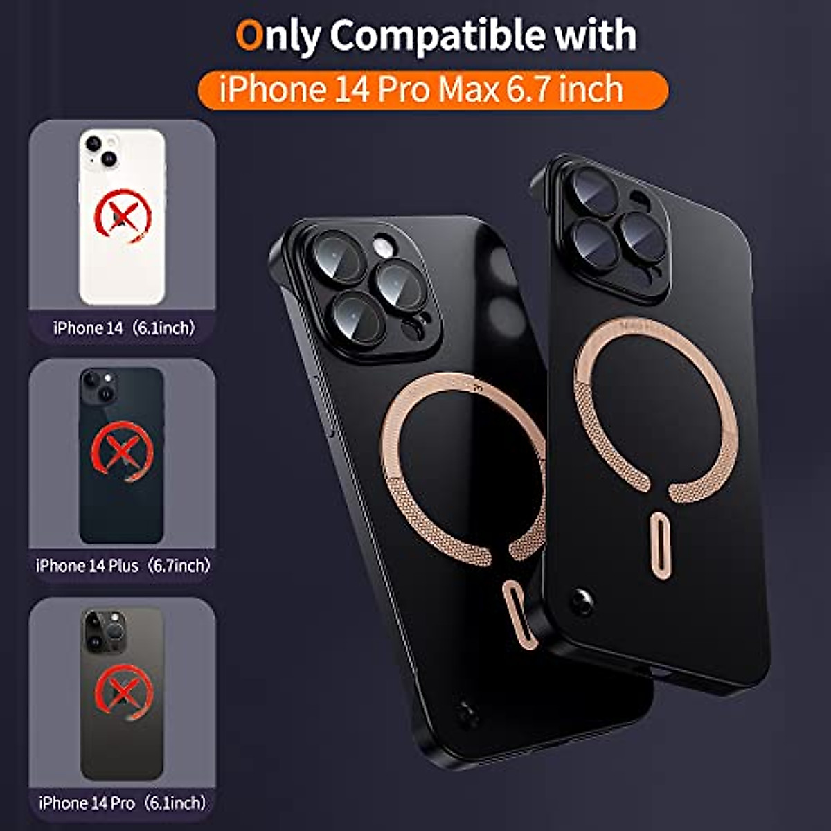 Hoerrye Magnetic Slim Fit Case for iPhone 14 Pro Max Ultra Thin Case Black