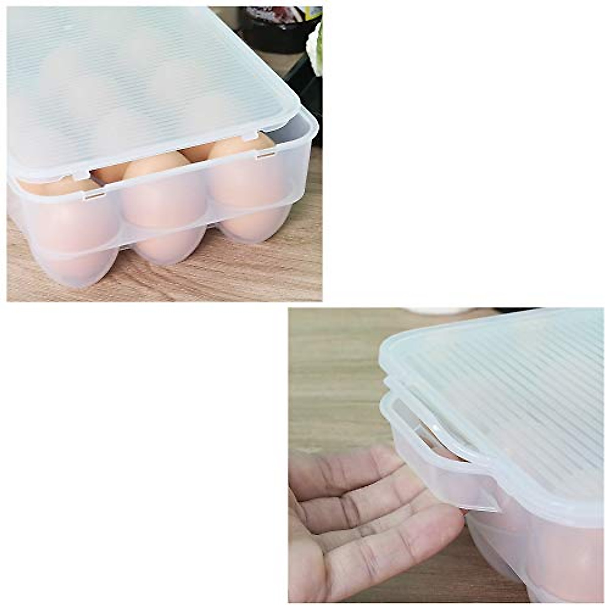 Begale 4-Pack Clear Plastic Egg Storage Holder, Egg Holder Case For Refrigerator