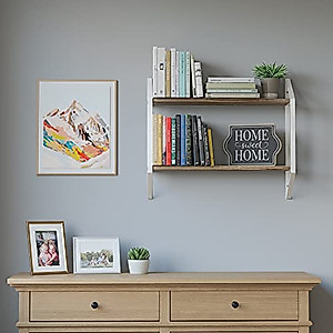 Wallniture Ponza 2-Tier 24" Floating Shelf for Wall Storage Bathroom Shelves Over Toilet, Kitchen Organization, Kids Room Bookshelves, Living Room Decor Burnt Finish