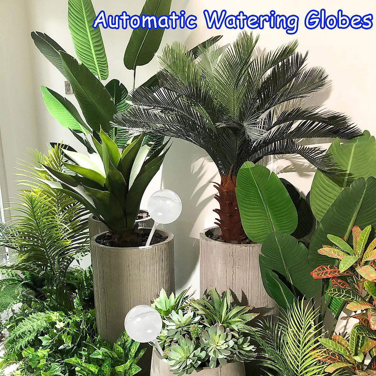 Jgalnim 10 PCS Large Clear Plastic Watering Globes,Plant Self-Watering Bulbs,Flower Automatic Water Device,Garden Waterer for Plant Indoor Outdoor Plants Flowers