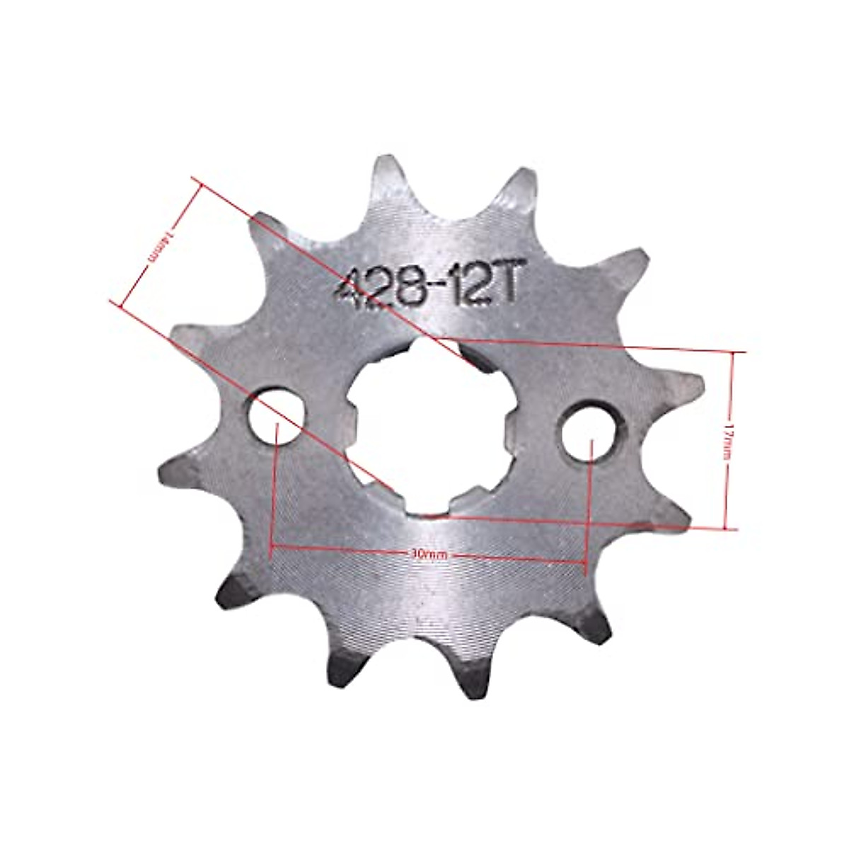 Trkimal Motorcycle 428 Front Sprocket for 50cc 70cc 90cc 110cc 125cc 140cc 160cc Dirt Pit Bike Mini Bike TaoTao Roketa Coolster Sunl Lifan Loncin ATV Quad 4 Wheeler Moped (428-12T, 17MM)