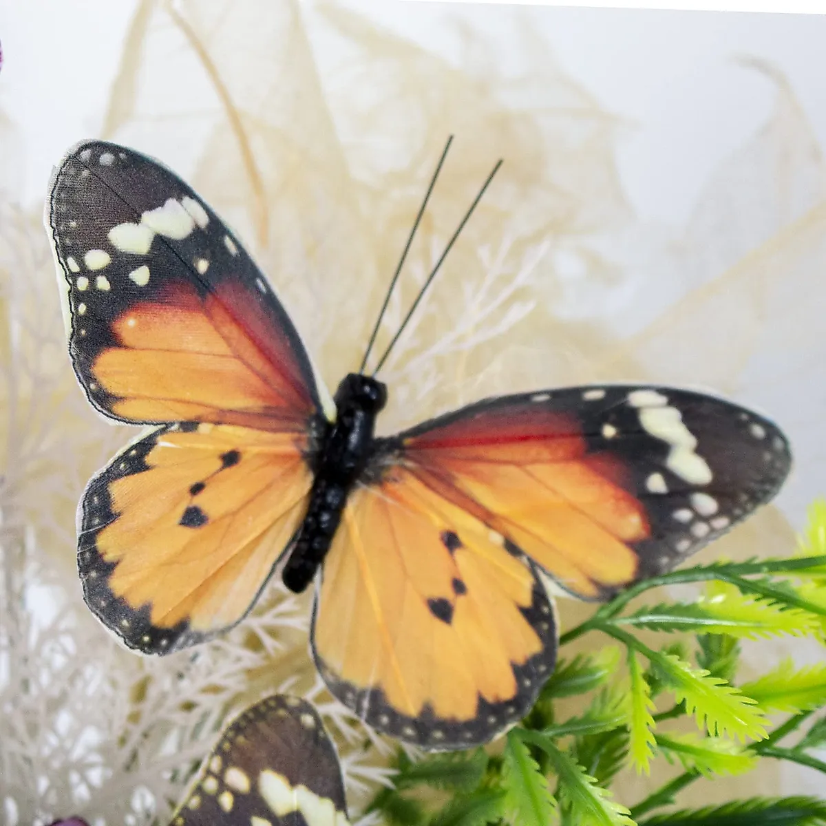 Berfutall- Feather Butterfly Decorations Set of 12 with Wire Butterflies for Crafts Decorative Monarch Butterfly 4.7×2.7in Home Garden Decoration