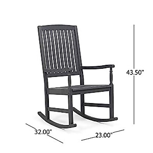 Great Deal Furniture Penny Outdoor Acacia Wood Rocking Chairs (Set of 2), Dark Gray