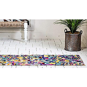 Unique Loom Estrella Collection Geometric, Triangles, Bright Colors, Abstract, Modern Area Rug, 2 ft 7 in x 10 ft, Multi/Beige