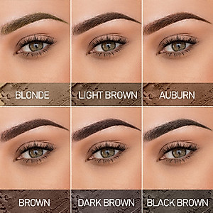 Eyebrow Stamp Stencil Kit, Brow Stamp Trio Kit with Pomade, 10 Eyebrow Stencils, Dual-ended Eyebrow Brush and Sponge Applicator (Dark Brown-B)