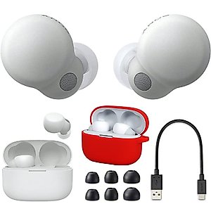Sony WFLS900N/W LinkBuds S Truly Wireless Noise Canceling Earbuds (White) Bundle with Deco Essentials Soft Silicone Protective Case for WFLS900