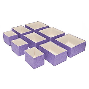 ORGMASTER Drawer Organizer Clothes, Linen Closet Organizers and Storage Box, Foldable Storage Baskets Dresser Drawer Dividers Containers Bins for Shelf, Wardrobe, Bedroom, Office, 9 Pack, Purple