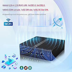 KingnovyPC Firewall Micro Appliance, 4 Port i226 2.5GbE LAN Fanless Mini PC N100, 1* DDR5, HDMI, DP, RJ45 COM, 4*USB Gigabit Ethernet AES-NI VPN Router Openwrt Barebone