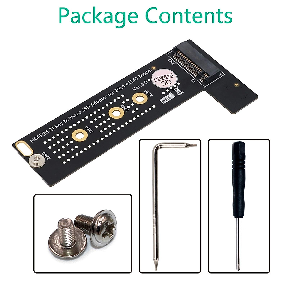 M.2 NGFF MKey NVME SSD Converter Card Adapter Module for OS Mini A1347 Model 2014, M.2 NGFF MKey NVME SSD Adapter Support Easy Installation