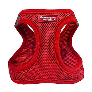 Downtown Pet Supply Step in Dog Harness for Small Dogs No Pull, Medium, Red - Adjustable Harness with Padded Mesh Fabric and Reflective Trim - Buckle Strap Harness for Dogs