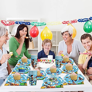 Toy Inspired Story Birthday Party Supplies Toy 120pcs Disposable Story Paper Plates and Napkins for Toy Inspired Story Party Decorations Cups Tablecloth for Boys Girl Birthday Decor, Serve 30