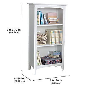 KidKraft Avalon Wooden Three-Shelf Kid's Bookcase with Curved Arch Design - White, Gift for Ages 3+