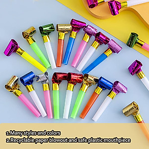 20 Pcs Blowouts Noisemakers Funny Party Blowouts Blow Horns Birthday Party Colorful Noisemakers Whistles Noise Makers for Birthday Sporting Events Graduation Wedding Party Supplies