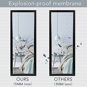 PexFix Full Body Mirror 43"x16" Large Mirror Rectangle Mirror Full Length Hanging or Leaning Against Wall Mirror for Bedroom and Bathroom,Black(No Stand) (JJ01002AAF+USAM019)