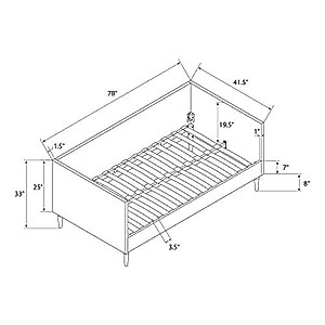 DHP Franklin Mid Century Upholstered, Twin Size, Blue Velvet Daybed