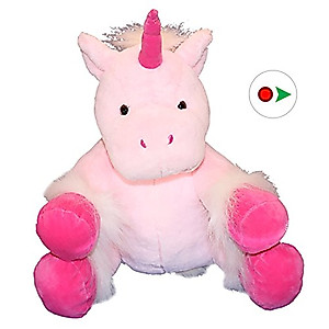 Stuffems Toy Shop Record Your Own Plush 16 inch Pink Unicorn - Ready to Love in A Few Easy Steps