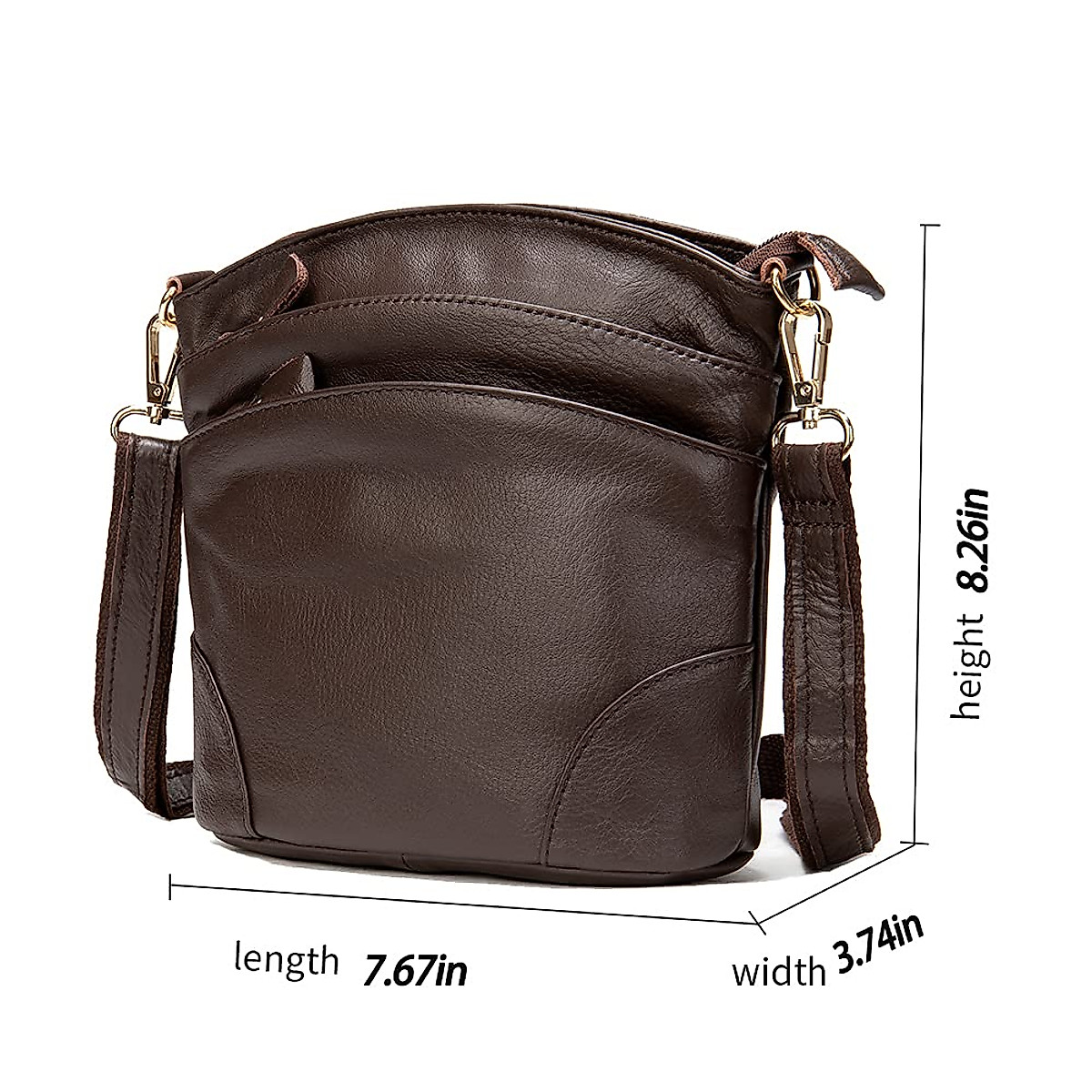 Lecxci Genuine Leather Cross Body Purses Zipper Wallets Shoulder Bags for Womens (S, Coffee)