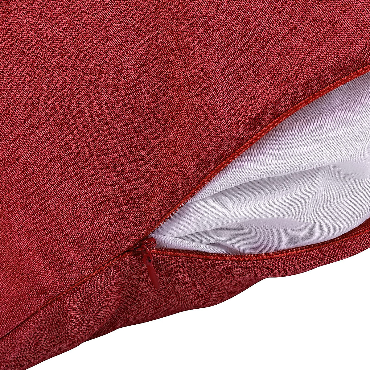 Ruisita 2 Pack 18 x 18 Inches Waterproof Pillow Covers Square Garden Cushion Case Decorative Outdoor Throw Pillow Covers for Home Garden Patio (Red)