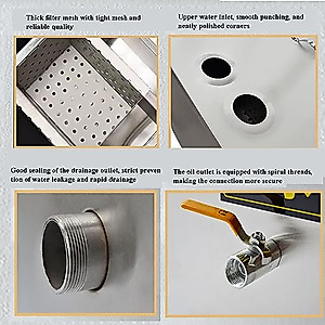 HTRY Commercial Grease Trap, 304 Stainless Steel Water Oil Separator, Oil and Wastewater Treatment Tank Sink, Suitable for Kitchens, Restaurants, and Canteens(Size:Three80 * 40 * 40cm)
